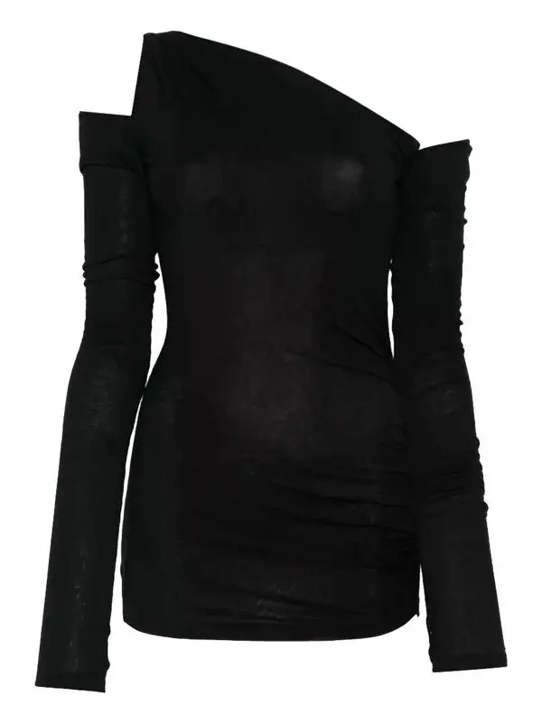 Isabel Benenato Cold-shoulder Long-sleeve Top - Black
