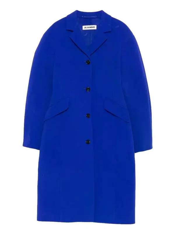 JIL SANDER Button-up Felted Coat - Blue