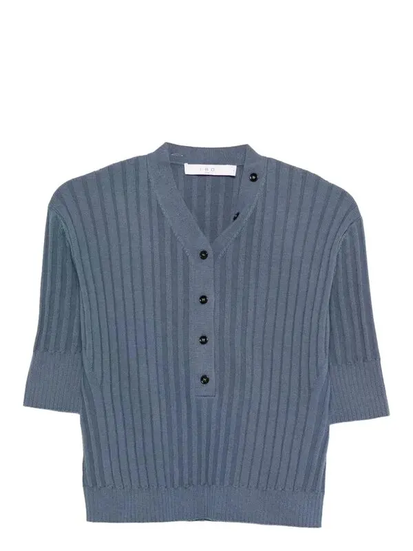 IRO PARIS Lunea Ribbed Knit Top - Blue
