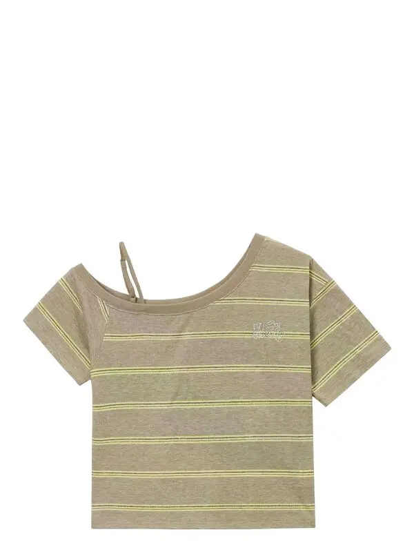 MINI CREAM Striped Single-strap Top - Neutrals