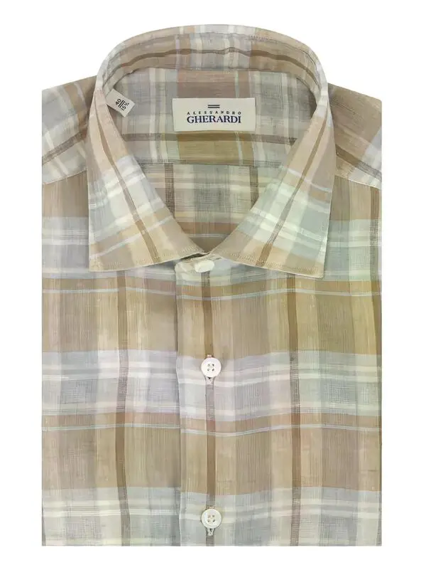 ALESSANDRO GHERARDI Plaid Linen Shirt - Neutrals