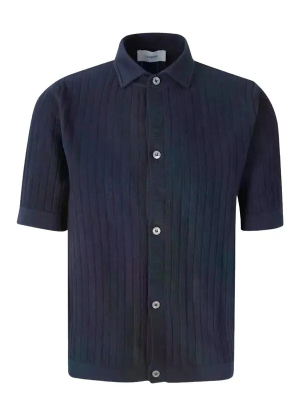 LARDINI Buttoned Ribbed Shirt - Blue