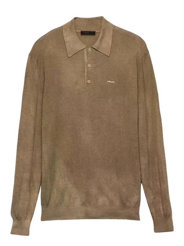 Prada Wool And Silk Polo Sweater - Neutrals