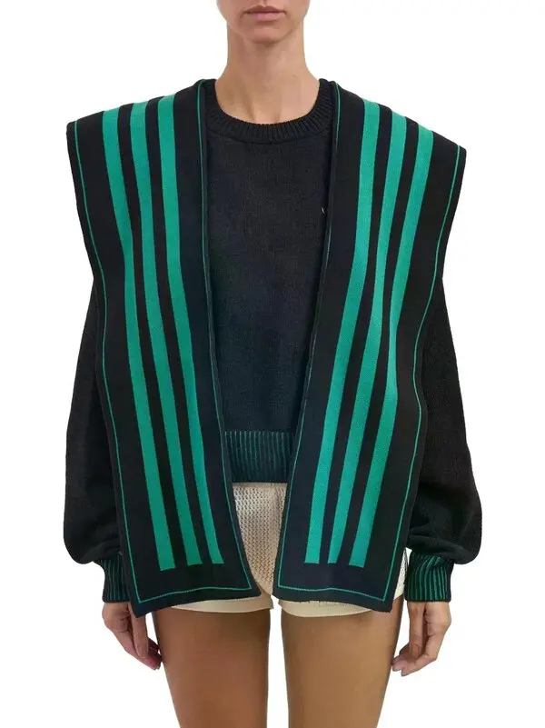 Adidas Striped Hooded Top - Black