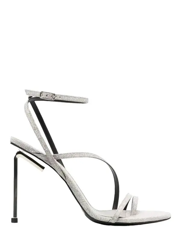 Off-White Glitter Heeled Sandals - Silver