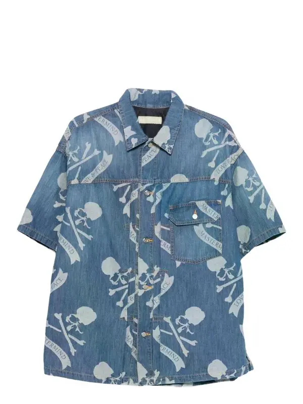 MASTERMIND WORLD Skull-print Denim Shirt - Blue