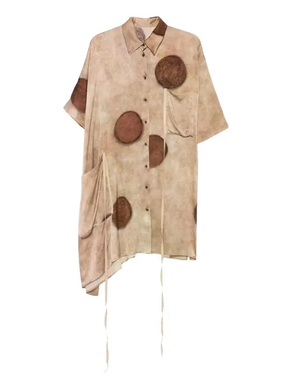UMA WANG Thetis Dot-print Tie-detail Top - Neutrals
