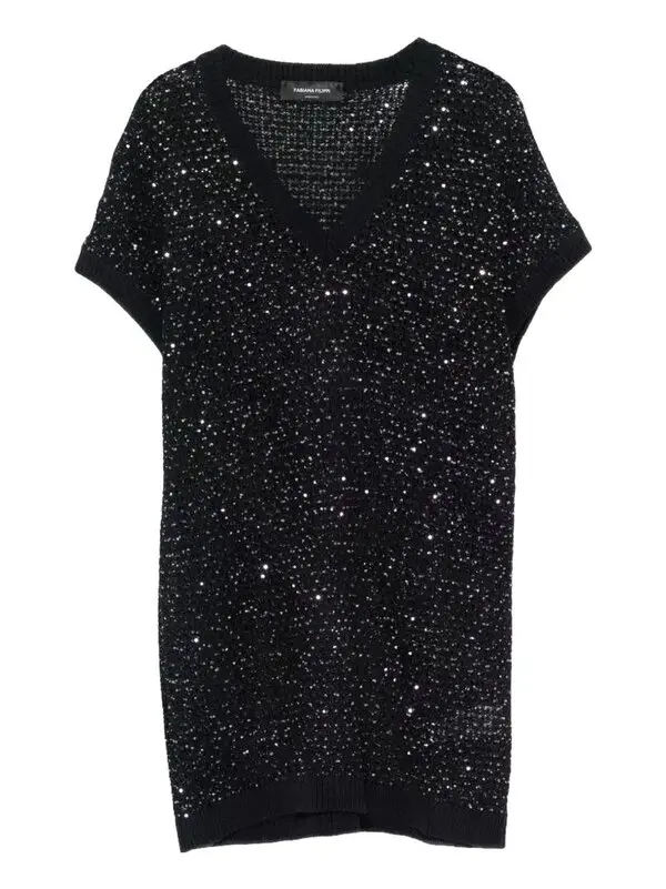 Fabiana Filippi Embellished V-neck T-shirt - Blue