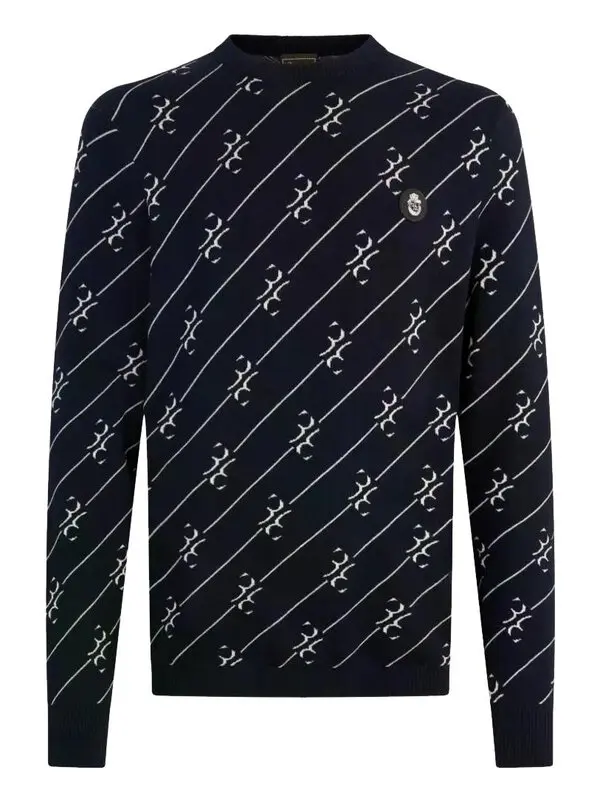 BILLIONAIRE All-over Print Round-neck Sweater - Blue