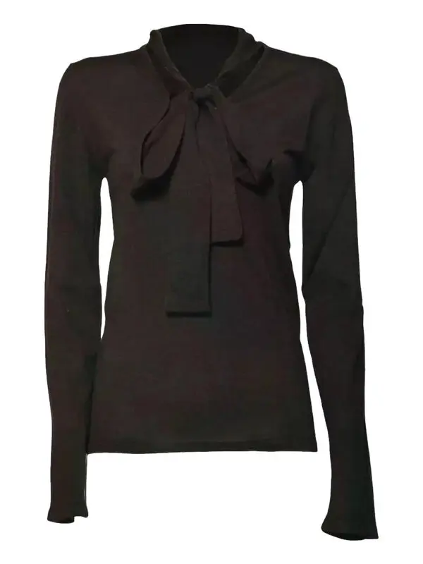 SOLOTRE Bow Blouse - Brown