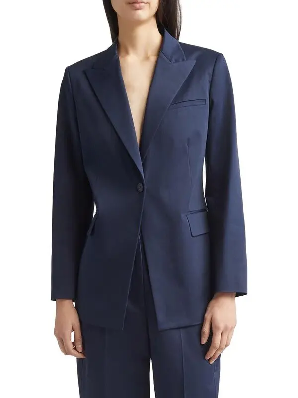 Partow Bow Stretch Cotton Jacket - Navy