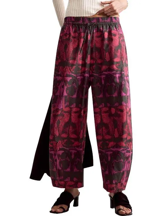 Desigual Abstract Print Wide Leg Pants - Red Multi