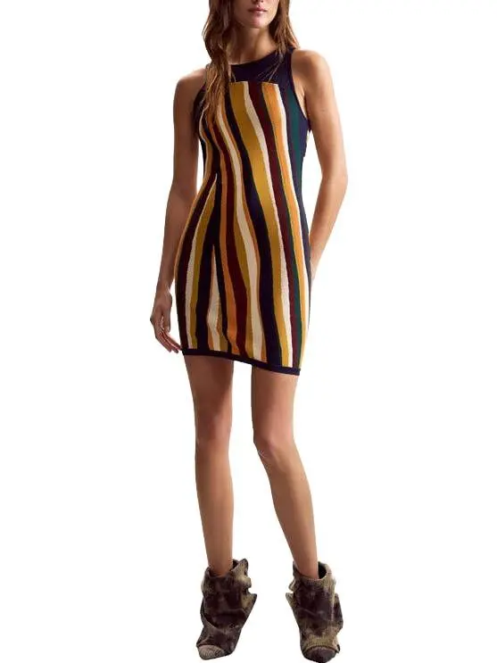 Desigual Sleeveless Striped Knit Minidress - Orange