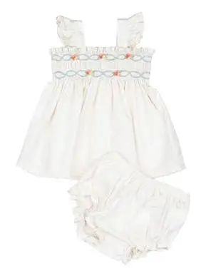 WILD WAWA Embroidered Flutter Set - Ivory
