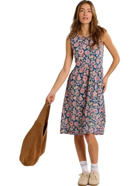 BRAKEBURN Mary Bloom Fit-and-flare Dress - Blue