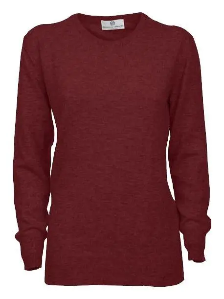 MONTICELLI CASHMERE Pure Cashmere Crewneck Sweater - Bordeaux