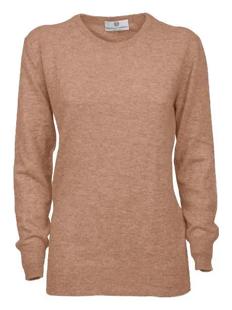 MONTICELLI CASHMERE Pure Cashmere Crewneck Sweater - Camel