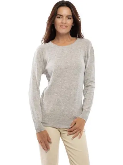 MONTICELLI CASHMERE Pure Cashmere Crewneck Sweater - Light Gray