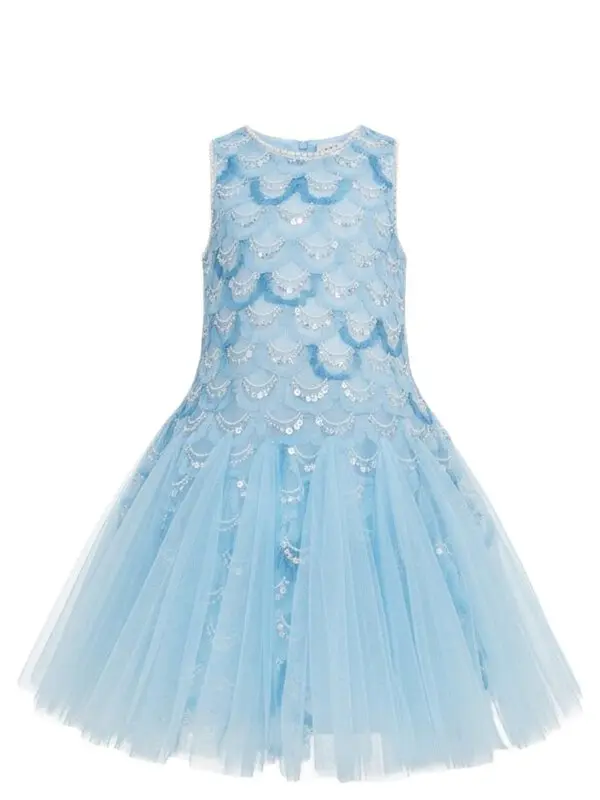 MIA BELLE GIRLS Sequin Tulle Dress - Blue