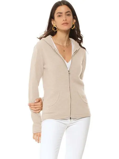 MONTICELLI CASHMERE Pure Cashmere Double Zip Hoodie - Beige
