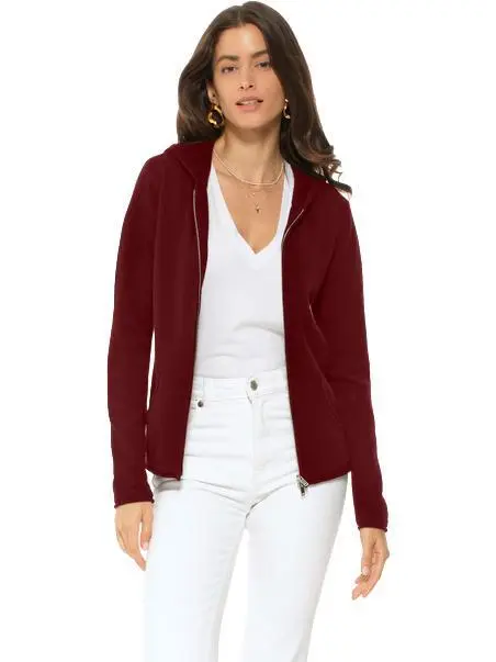 MONTICELLI CASHMERE Pure Cashmere Double Zip Hoodie - Bordeaux