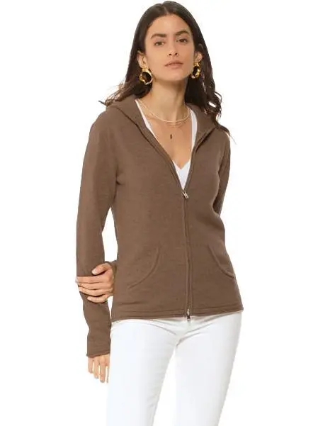 MONTICELLI CASHMERE Pure Cashmere Double Zip Hoodie - Brown