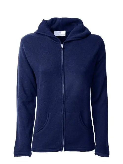 MONTICELLI CASHMERE Pure Cashmere Double Zip Hoodie - Melange Blue