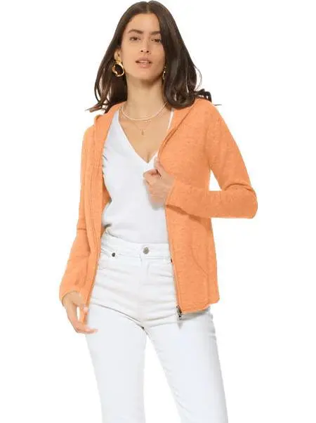 MONTICELLI CASHMERE Pure Cashmere Double Zip Hoodie - Orange