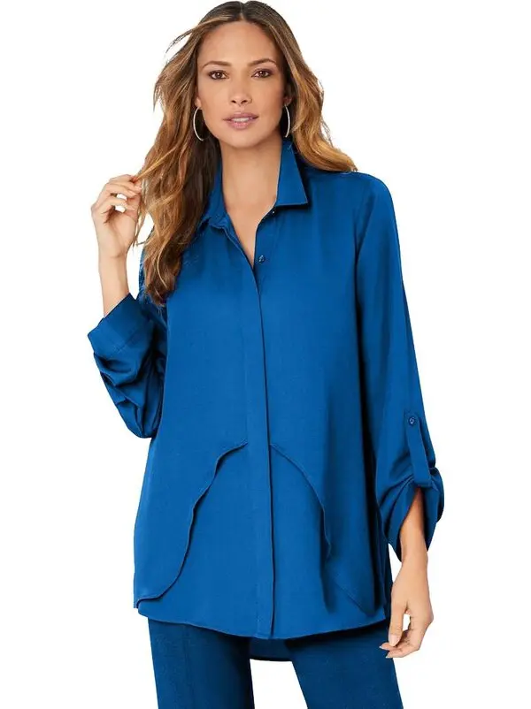 ROAMAN'S Georgette Overlay Shirt - Vivid Blue