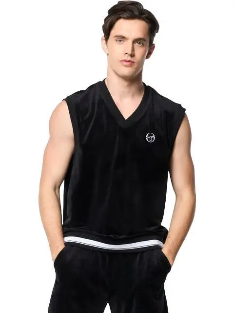 SERGIO TACCHINI Renzo Velour Vest - Black Beauty