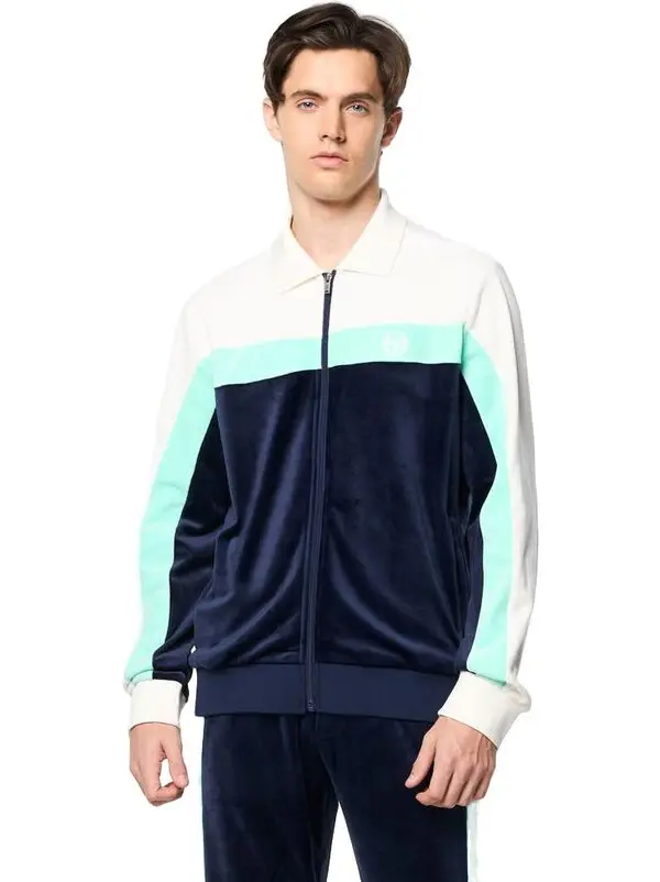 SERGIO TACCHINI Lazaro Velour Track Jacket - Maritime Blue