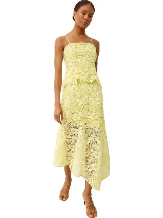 MARIE OLIVER Casey Floral Lace Skirt - Canary