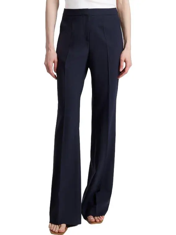 Santorelli Bethany Flared Pant In Virgin Wool Stretch - Midnight