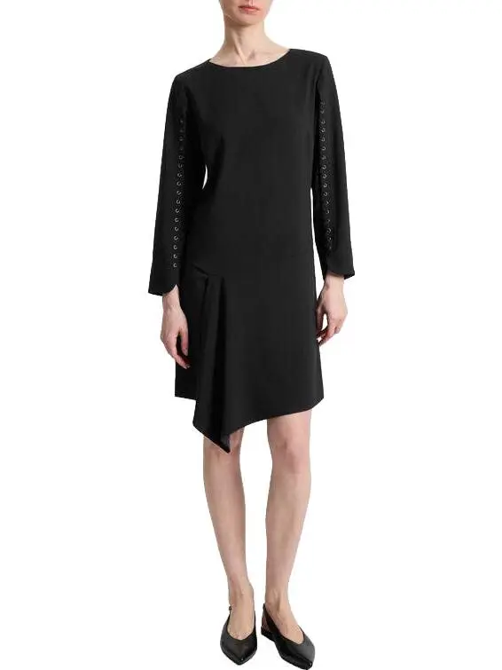 Santorelli Essie Shift Dress With Grommet Detail - Black