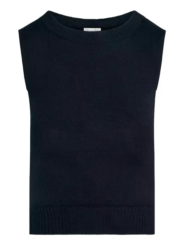 Oscar De La Renta Cropped Wool Vest - Blue