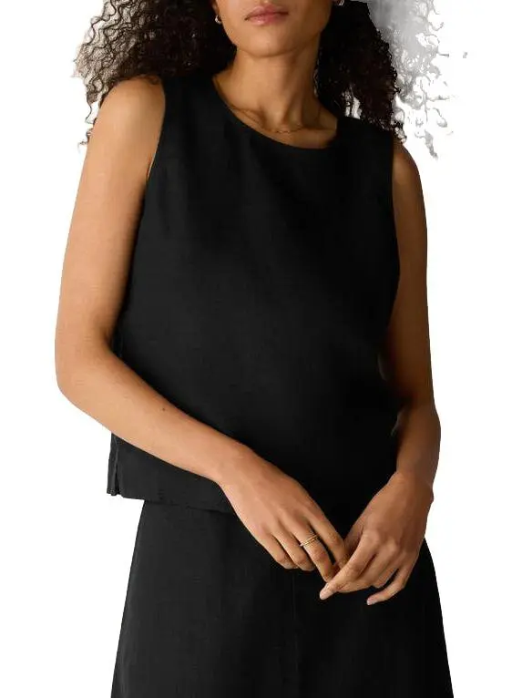 Eileen Fisher Organic Linen Shell - Black