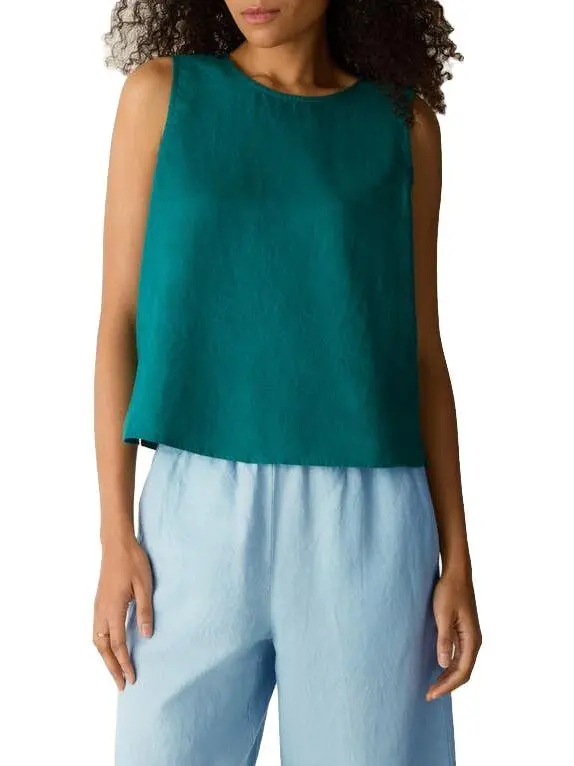 Eileen Fisher Organic Linen Shell - Teal