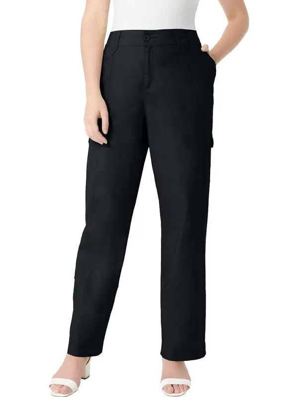 Roaman's Convertible Cargo Pants With Side Pockets - Black