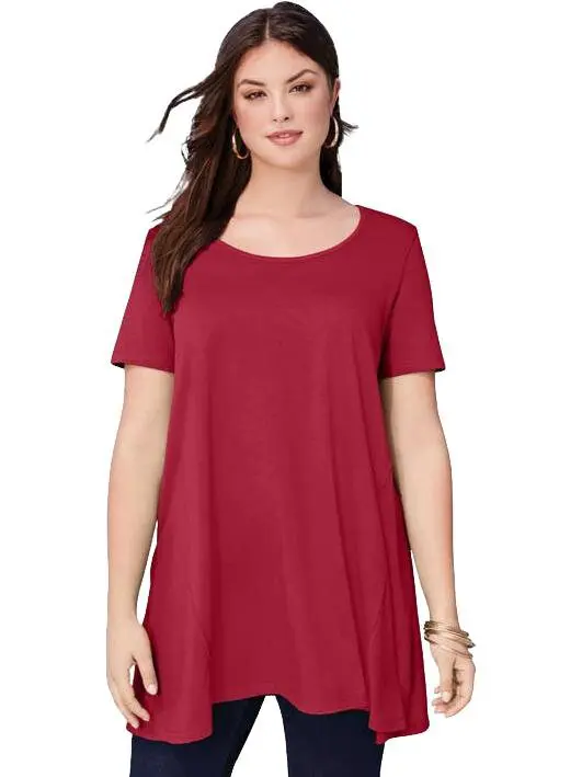 ROAMAN'S Cotton Ultimate Scoopneck Swing Tunic - Classic Red