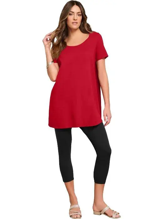 ROAMAN'S Cotton Ultimate Scoopneck Swing Tunic - Classic Red
