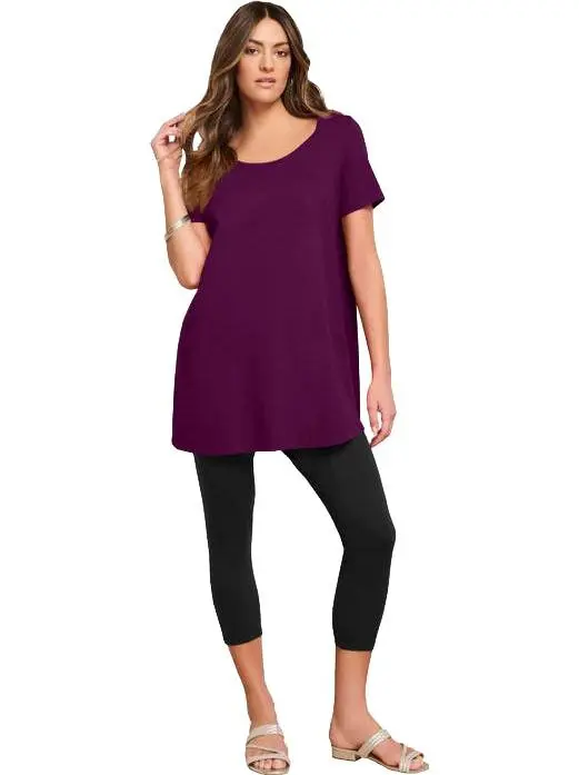 ROAMAN'S Cotton Ultimate Scoopneck Swing Tunic - Dark Berry