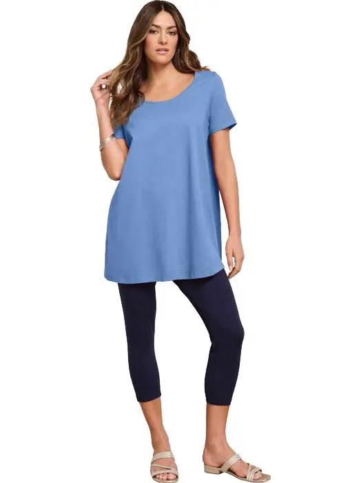 ROAMAN'S Cotton Ultimate Scoopneck Swing Tunic - French Blue