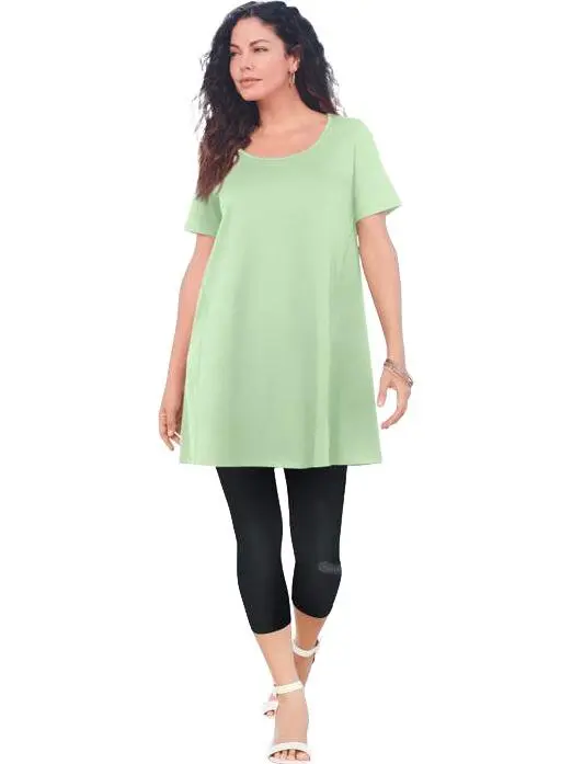 ROAMAN'S Cotton Ultimate Scoopneck Swing Tunic - Green Mint