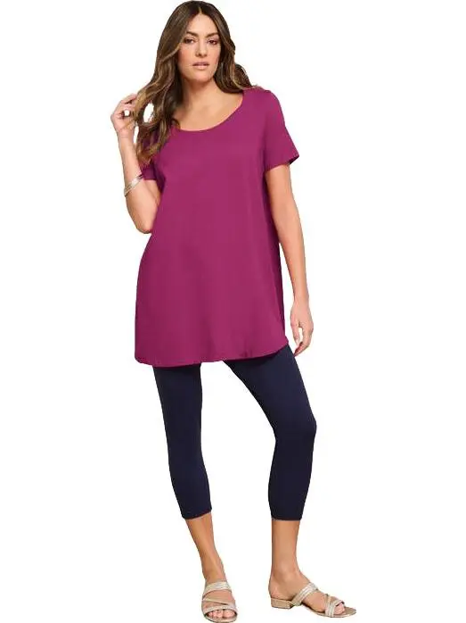 Roaman's Cotton Ultimate Scoopneck Swing Tunic - Raspberry