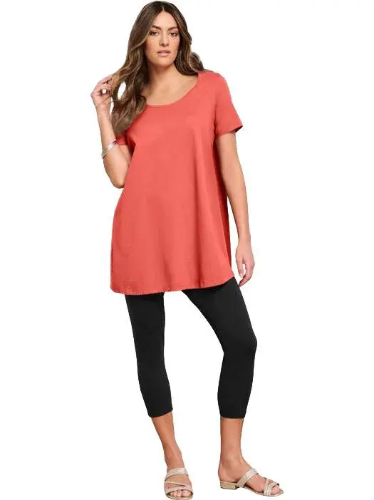 ROAMAN'S Cotton Ultimate Scoopneck Swing Tunic - Sunset Coral