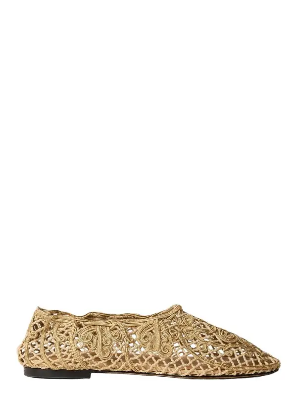 ODISSI Iris Crocheted Ballet Flats - Beige