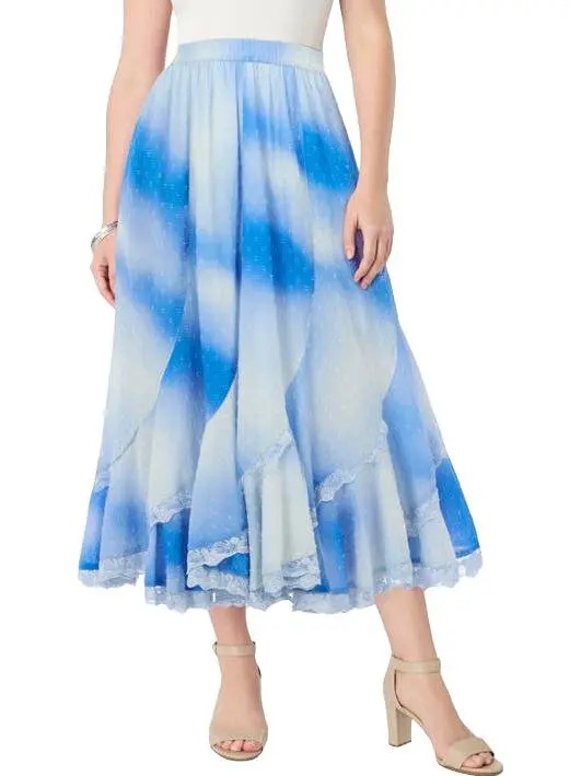 ROAMAN'S Lace-trimmed Skirt - Horizon Blue Soft Mist