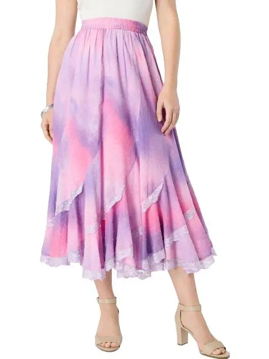ROAMAN'S Lace-trimmed Skirt - Lavender Soft Mist