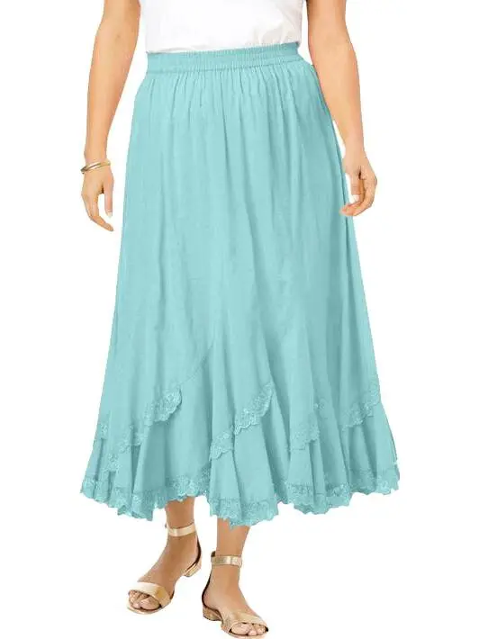 ROAMAN'S Lace-trimmed Skirt - Light Aqua