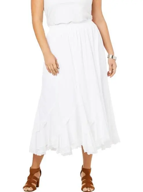 ROAMAN'S Lace-trimmed Skirt - White